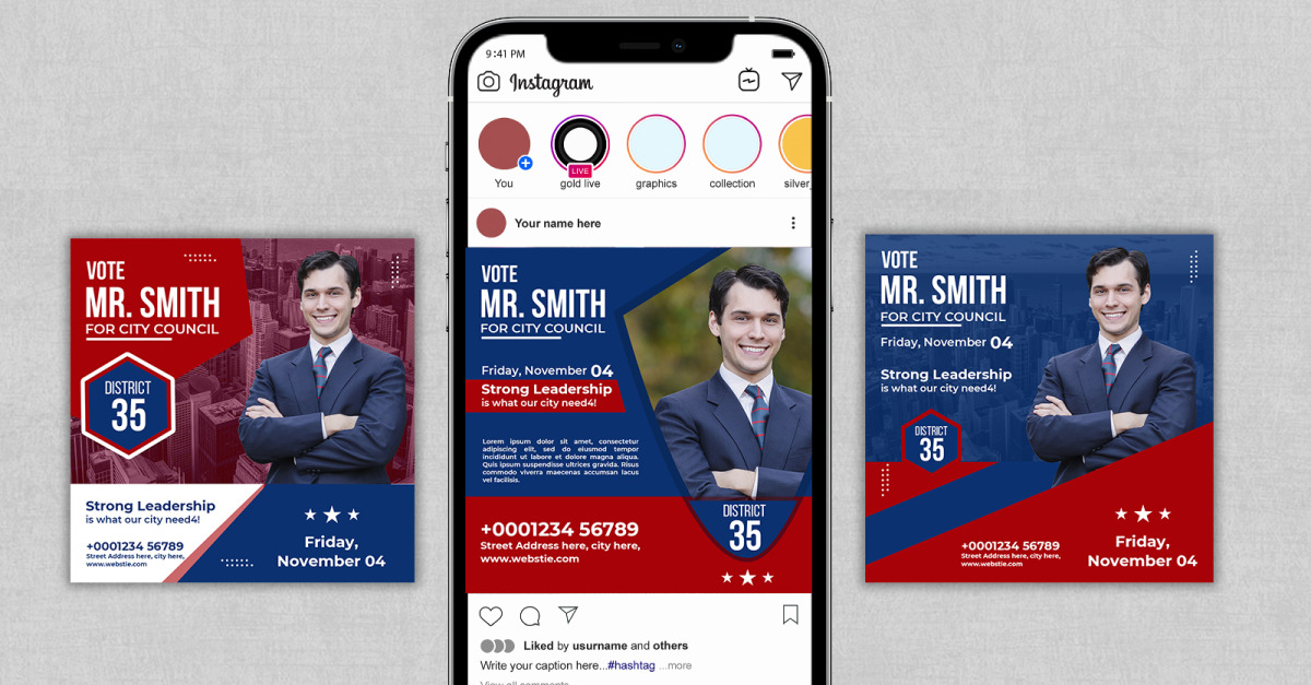 Election Social Media Post Template #178627 - TemplateMonster