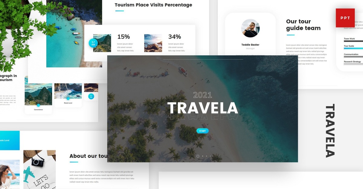 Travela - Voyage Tourisme Powerpoint - TemplateMonster