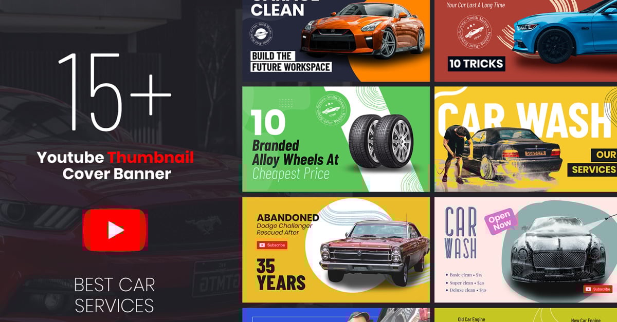 Car Service Youtube Thumbnail Social Media - TemplateMonster