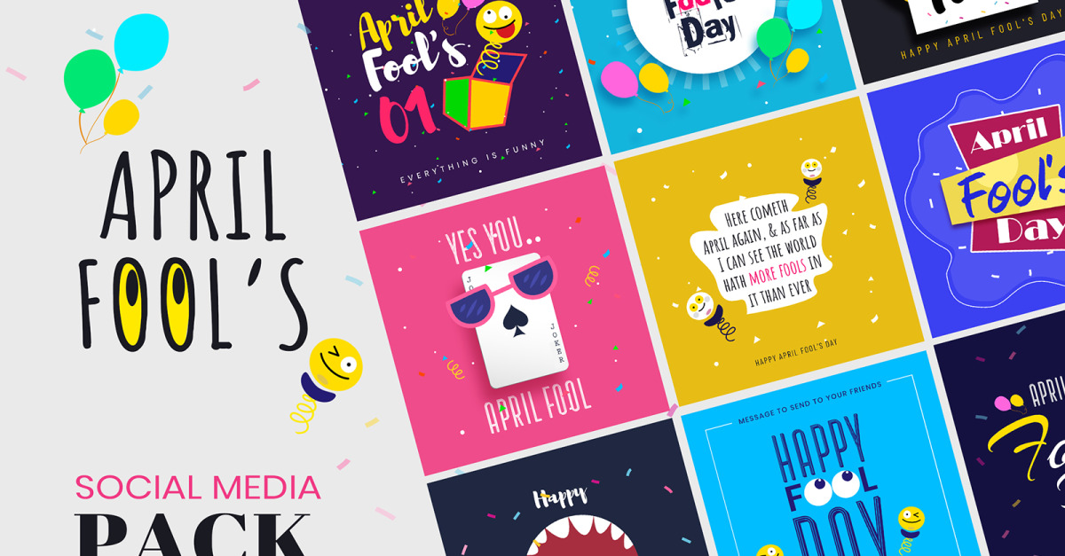 April Fool's Day Pack Social Media #179370 - TemplateMonster