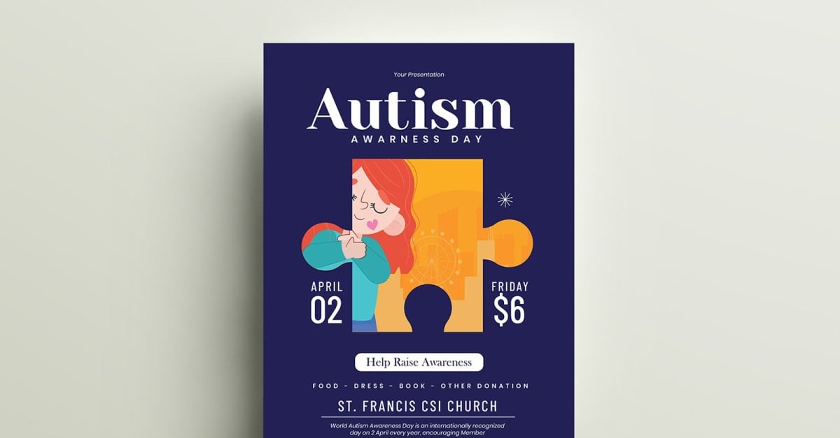 Autism Day Flyer #179321 - TemplateMonster