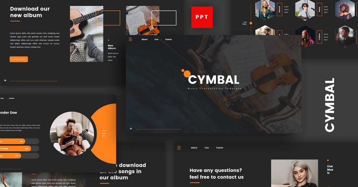 Cymbal - Template Music Powerpoint #179636 - TemplateMonster