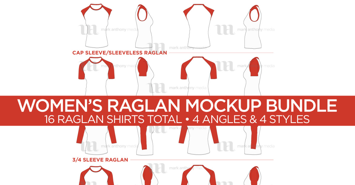 Raglan Womens Shirt Bundle - Vector Mockup Template