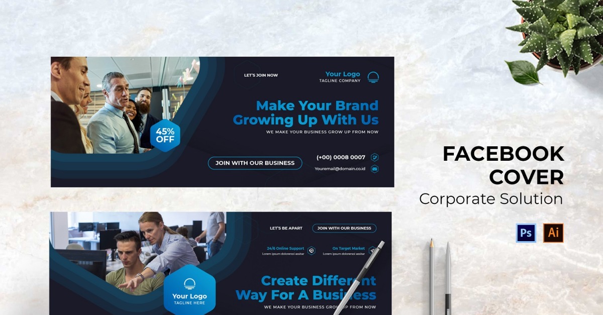 Corporate Solution Facebook Cover Social Media