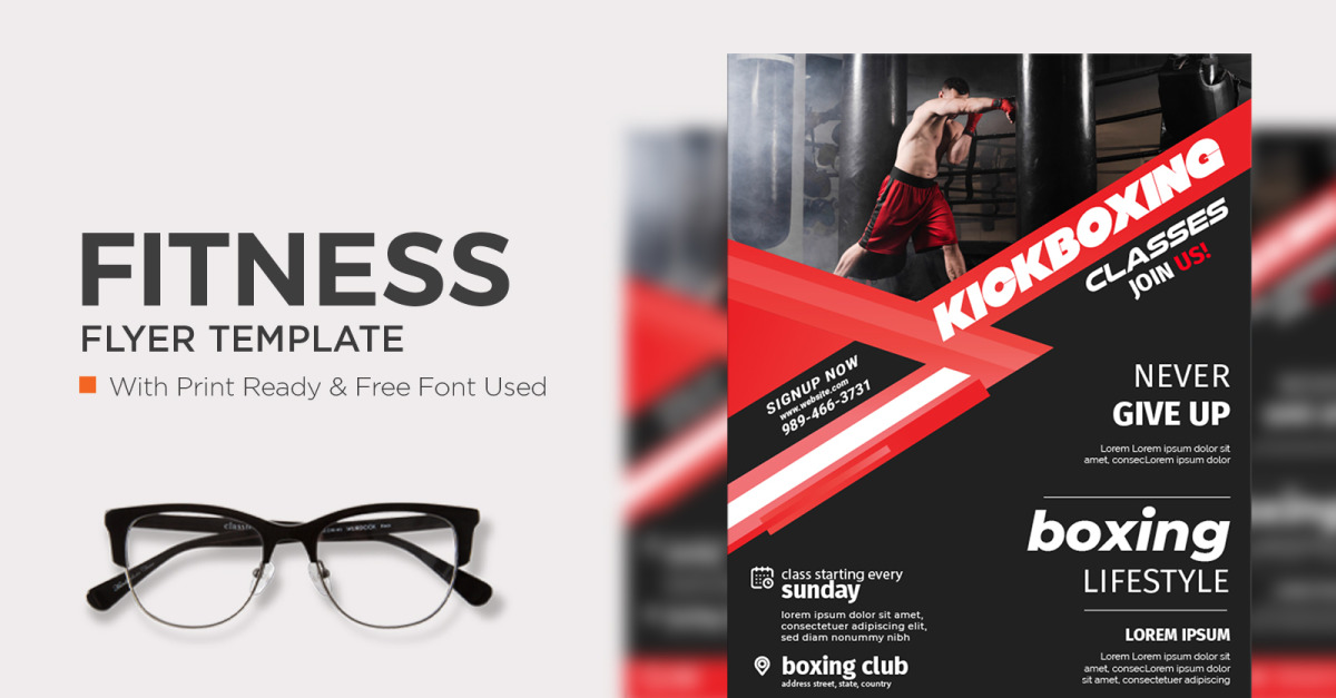 Fitness Concept Poster Template for Boxing - TemplateMonster