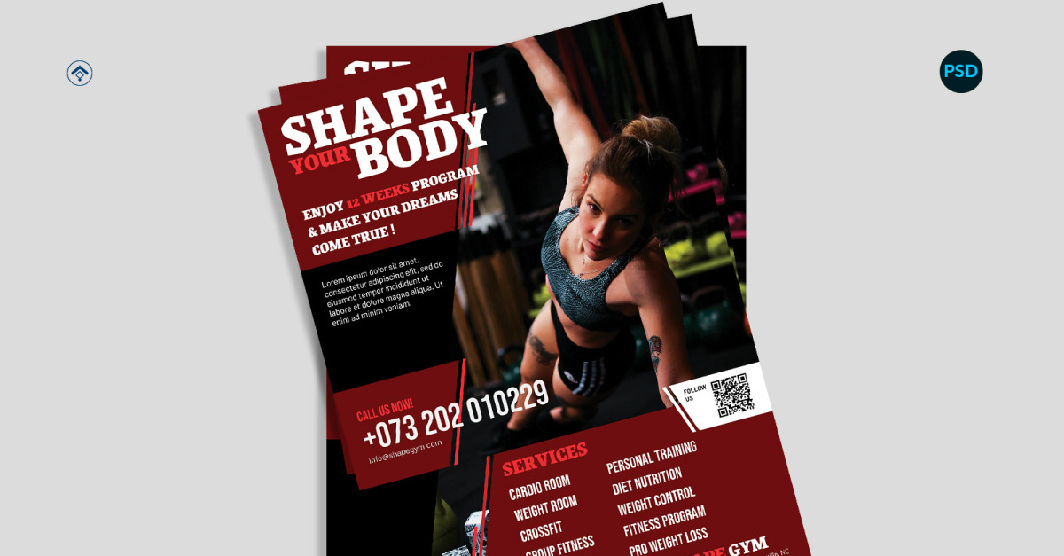 Leták Gym & Fitness V2 #180207 - TemplateMonster