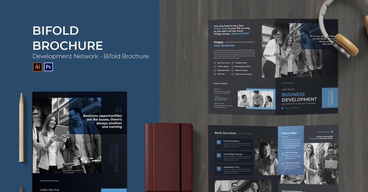 Development Network Bifold Brochure #180451 - TemplateMonster
