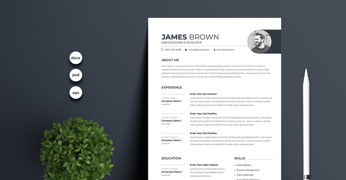 James Brown Premium Resume Template #180557 - TemplateMonster