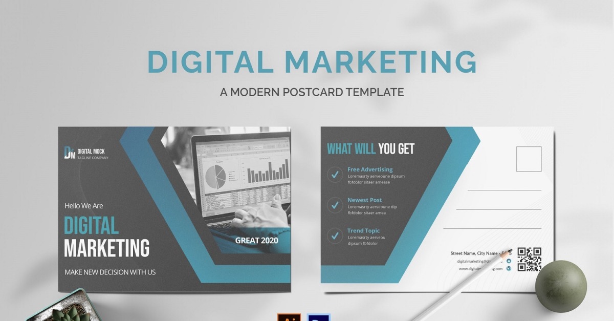 Digital Marketing Post Card #180991 - TemplateMonster