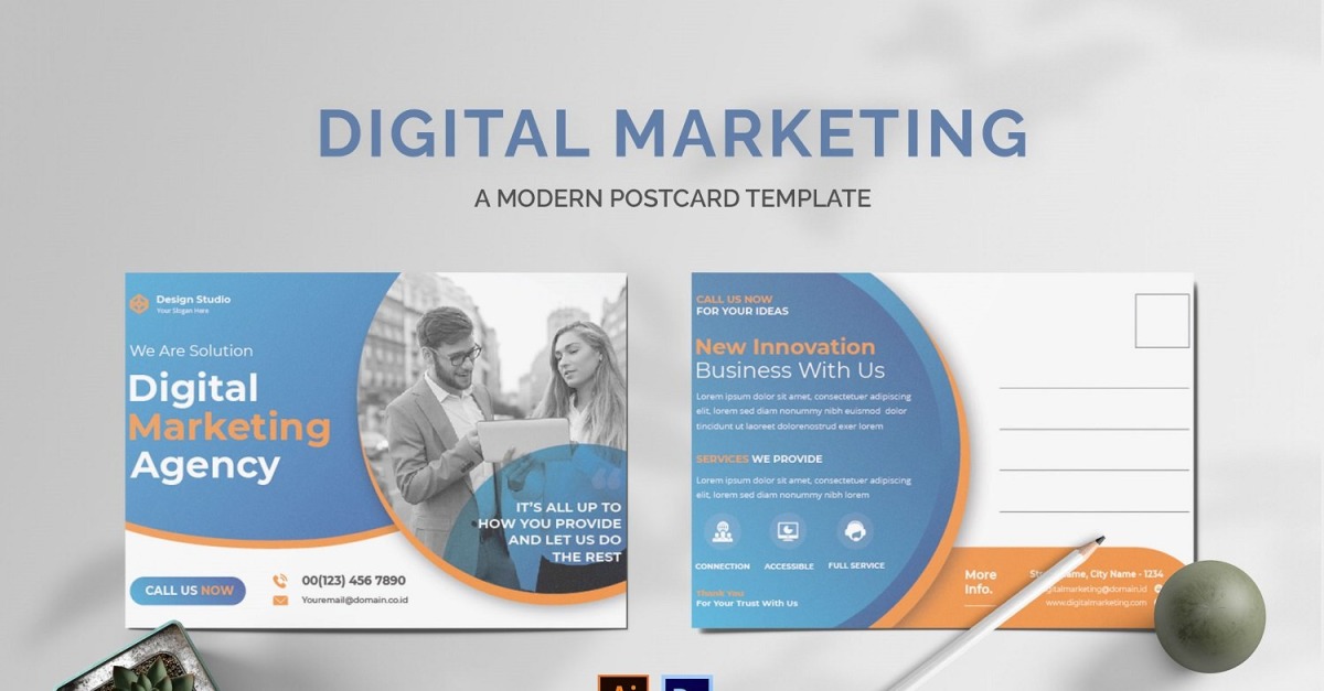 Digital Marketing Postcard #180984 - TemplateMonster