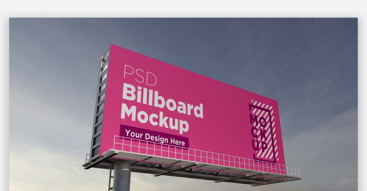 Advertising Hooding Sign Mockup Side View - TemplateMonster