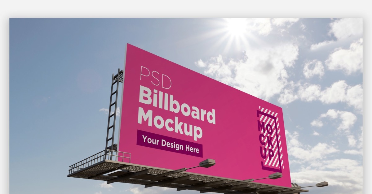Single Pole Advertisement Sign Side View Product Mockup
