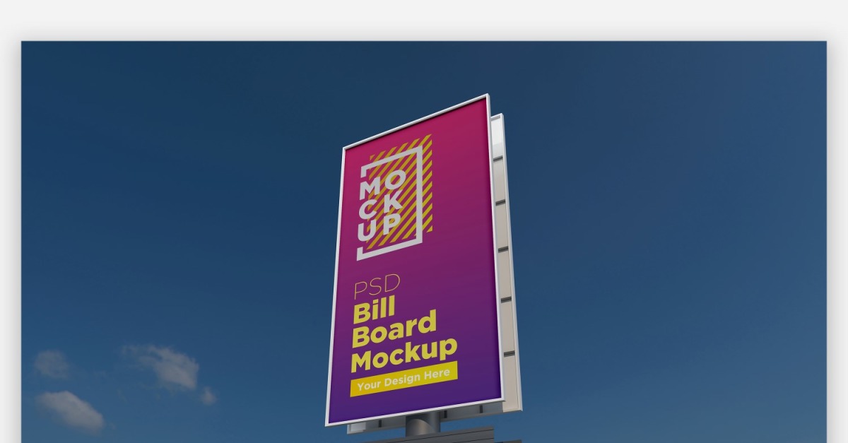 Single Pole Advertising Side View Product Mockup