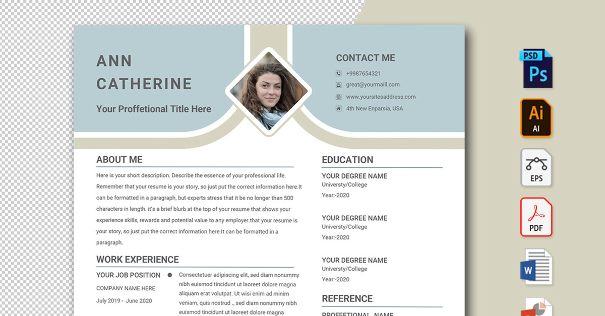 ANN Catherine Professional Resume Template - TemplateMonster