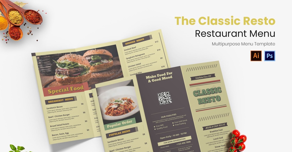 Classic Resto Restaurant Menu #181215 - TemplateMonster