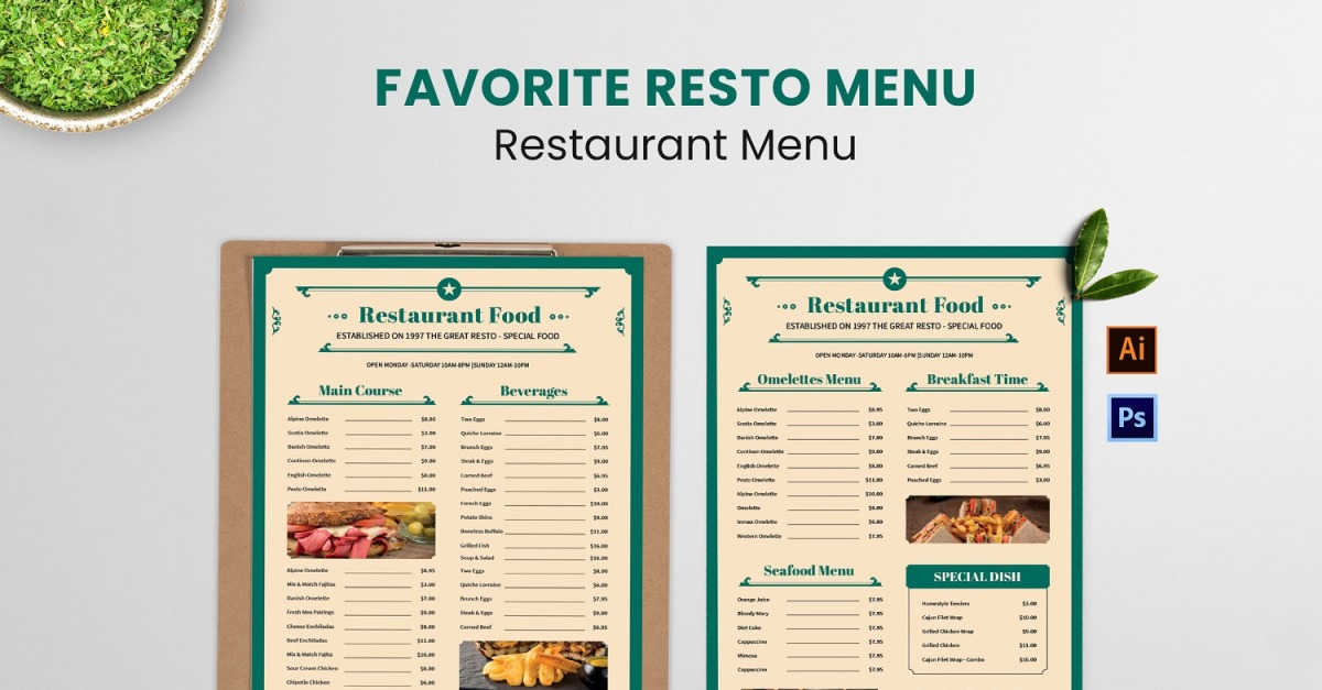 Favorite Restaurant Food Menu #181220 - TemplateMonster