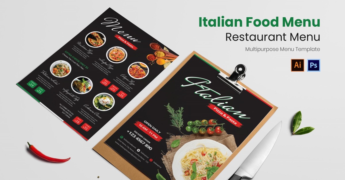 Italian Food Restaurant Menu #181208 - TemplateMonster