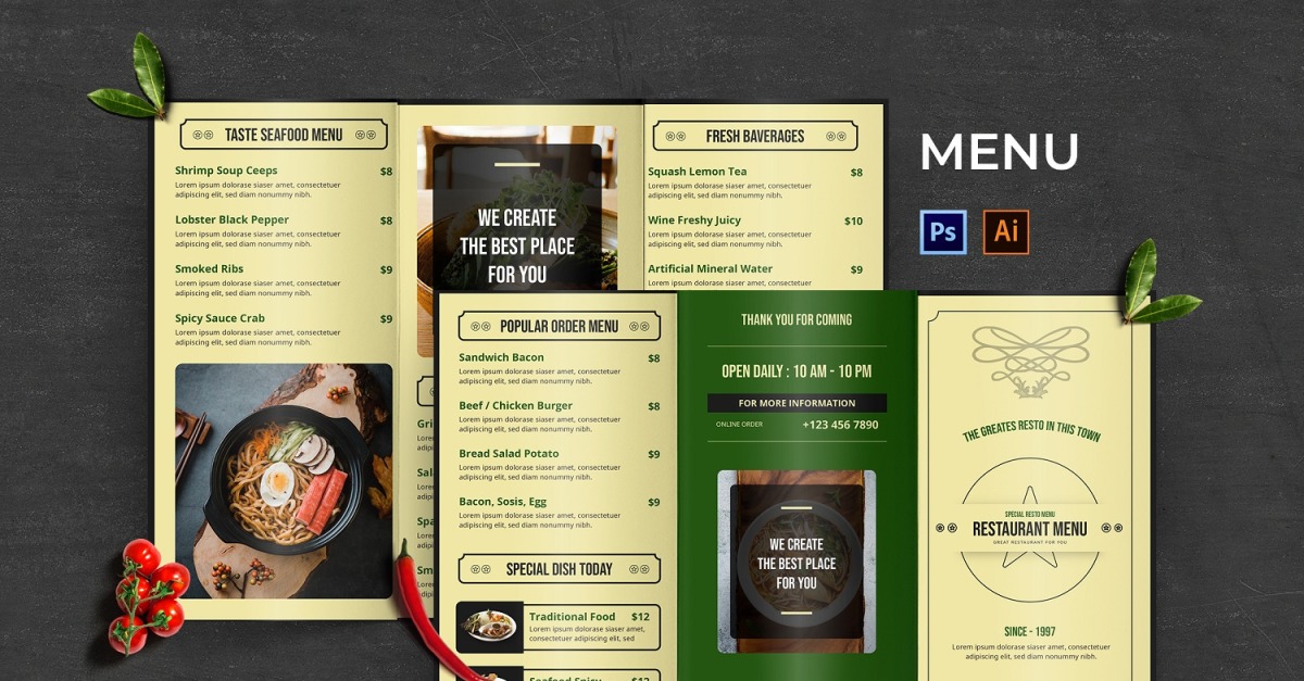 Menu Cafe Classy Food Menu #181239 - TemplateMonster