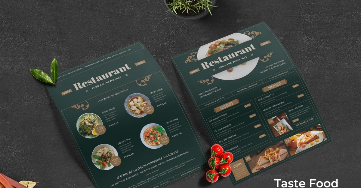 Restaurant Taste Food Menu #181229 - TemplateMonster