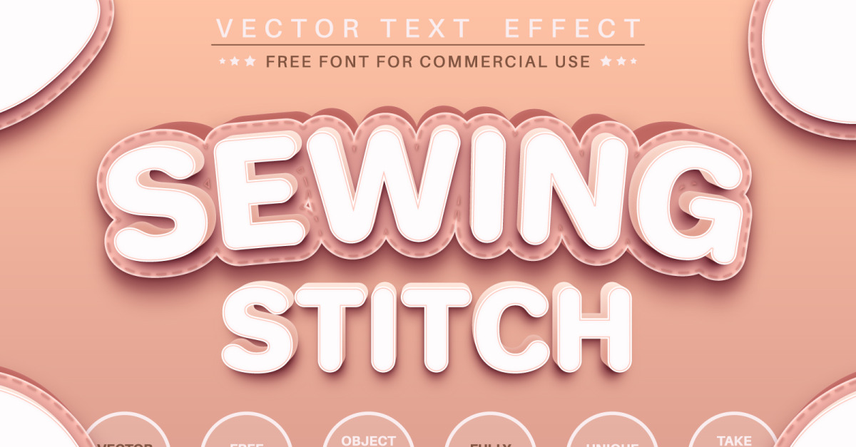 Sewing Stitch - Editable Text Effect, Font Style Illustration