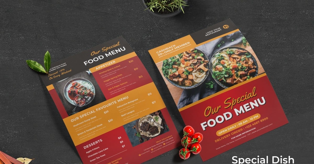 Special Dish Restaurant Menu #181232 - TemplateMonster