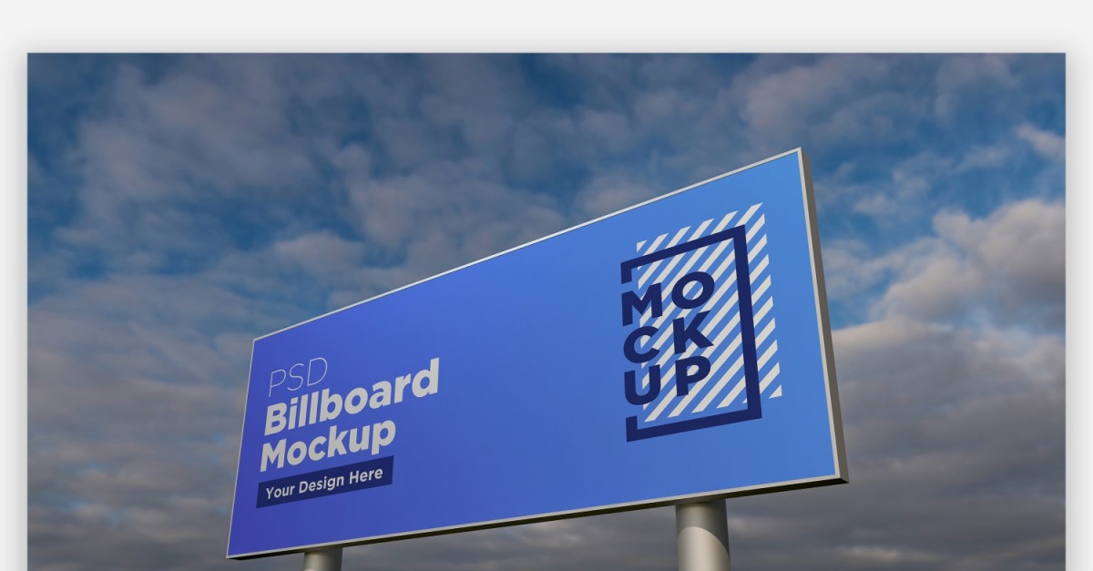 Advertising Hooding Sign Mockup Side View With Two Pole