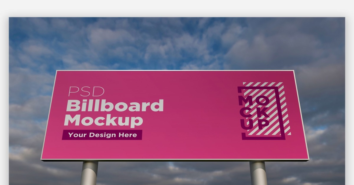 Advertising Hooding Sign Mockup Two Pole - TemplateMonster