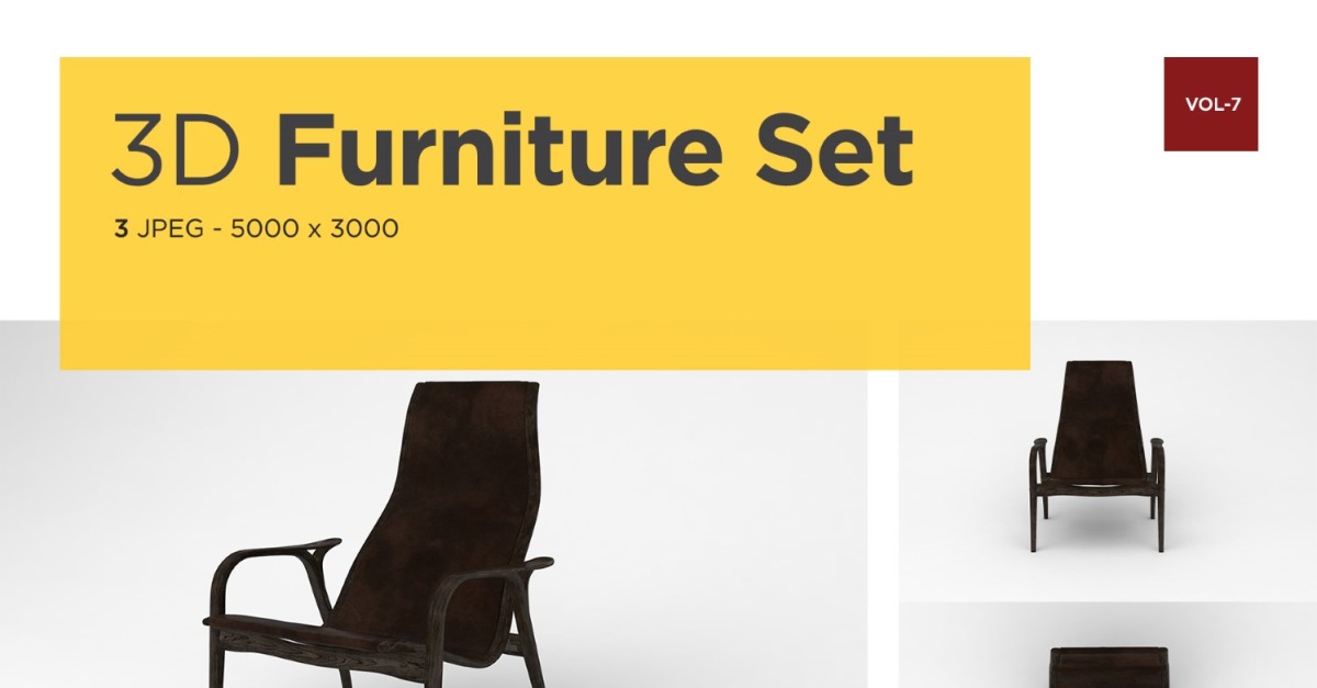 Luxury Arm Chair Front View Furniture 3d Photo Vol-7 Product Mockup