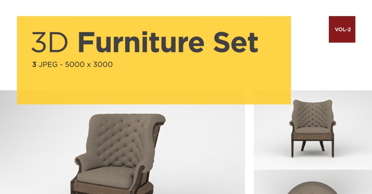 Modern Arm Chair Front View Furniture 3d Photo Vol- 02 Product Mockup