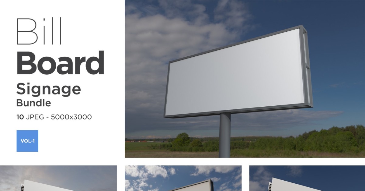 Outdoor Advertising Billboard Sign Mockup Set Vol-1