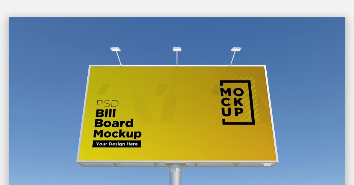 Roadside Single Pole Advertising Mockup Front View