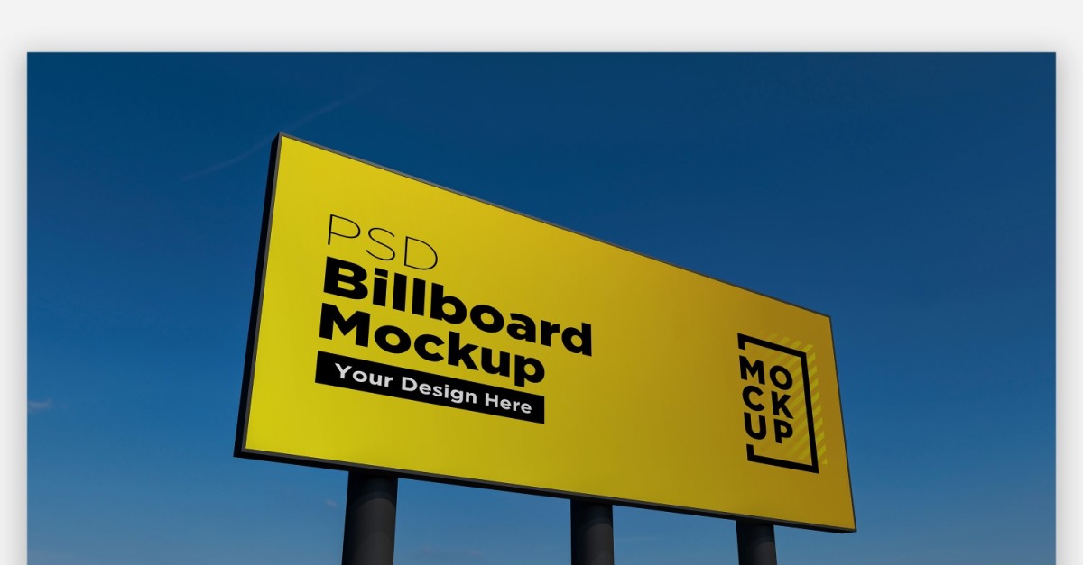 Three Outdoor Advertising Sign Mockup Side View