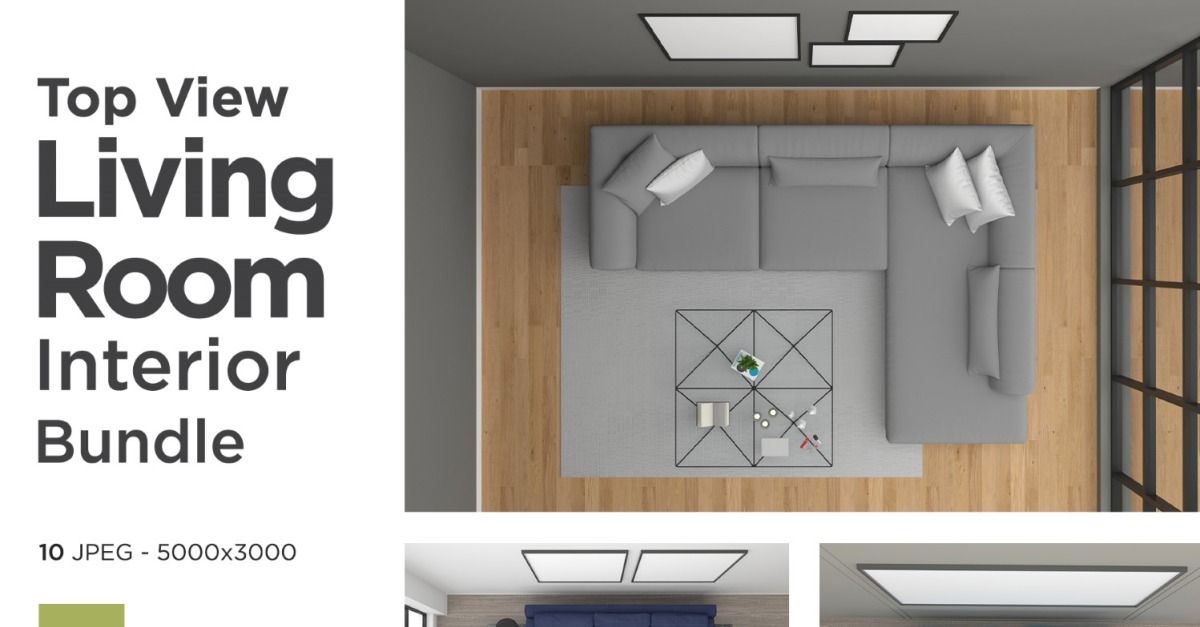 Top View Living Rooms Interior Set Vol 4v Product Mockup
