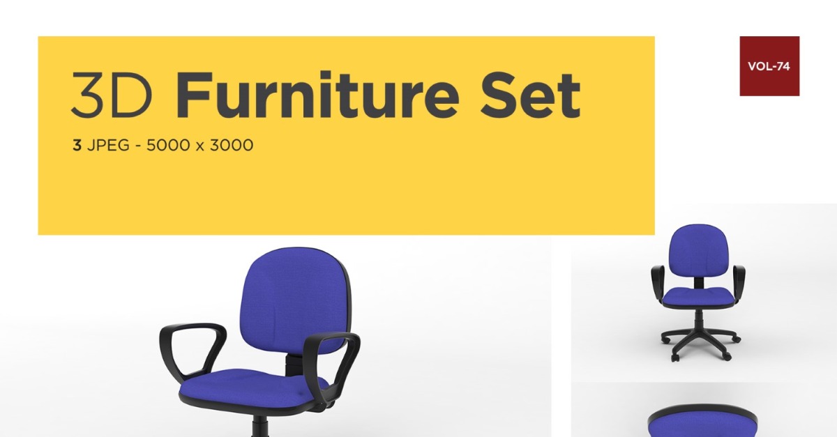 Luxury Arm Chair Front View Furniture 3d Photo Vol-74 Product Mockup