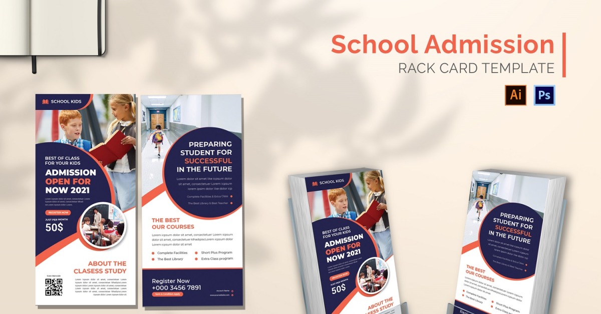School Admission Rack Card Brochure #181863 - TemplateMonster