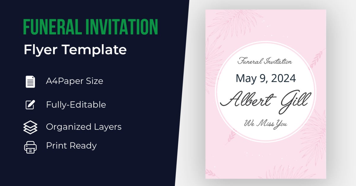 Funeral Invitation Flyer Design Template - TemplateMonster