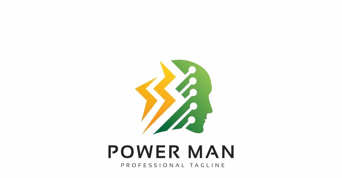 Power Man Head Tech Logo Template #182770 - TemplateMonster