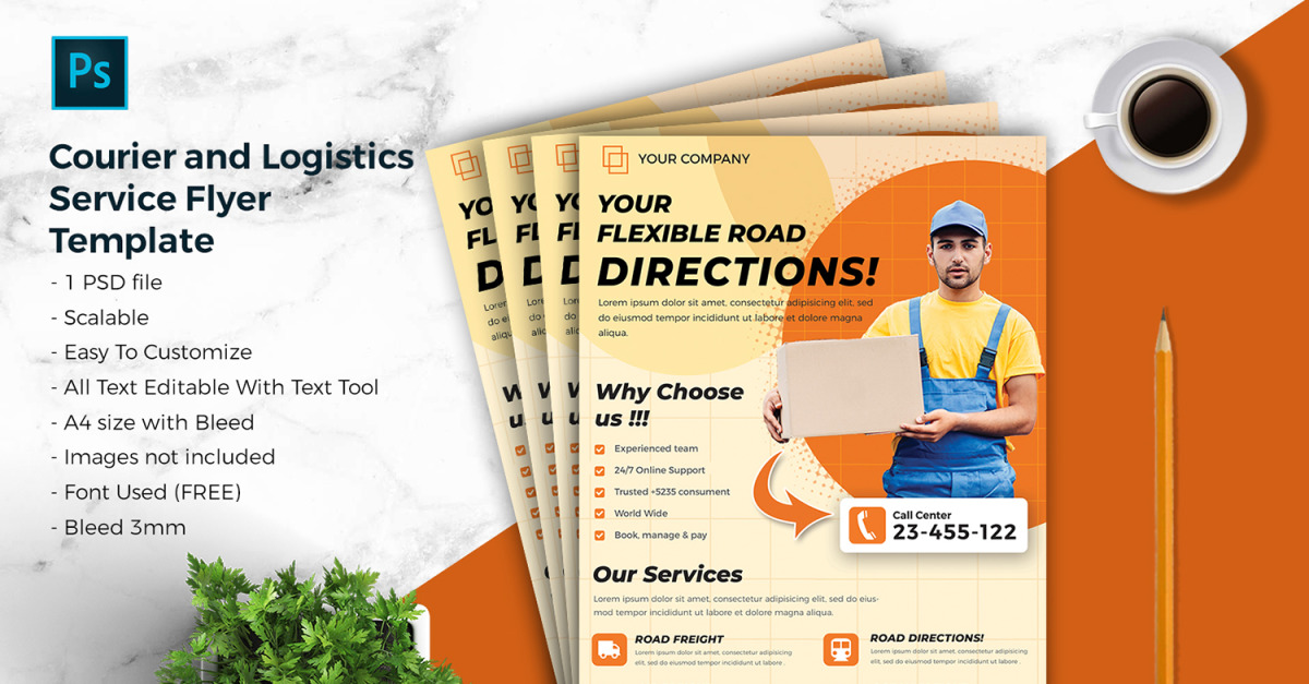 Courier & Logistic Flyer Template vol.10