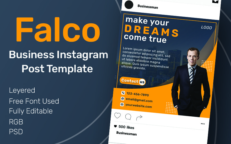 Falco - Business Instagram Post Template - TemplateMonster