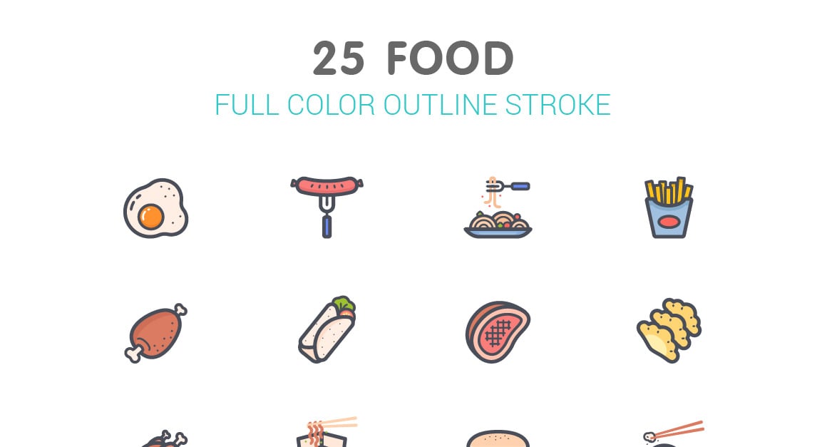 Food Line with Color Iconset template - TemplateMonster