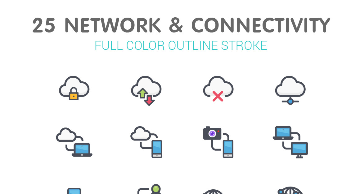 Network & Connectivity Line with Color Iconset template
