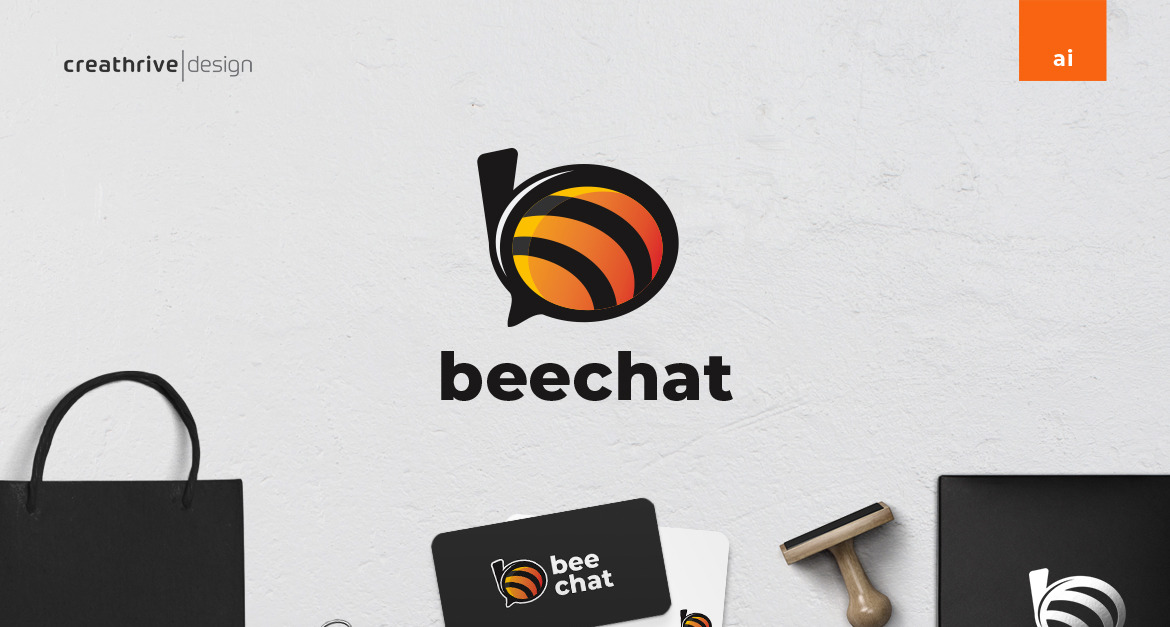 Bee Chat Tech Logo Template #183390 - TemplateMonster