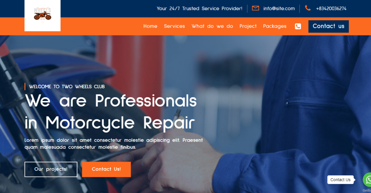 Motorcycle Repair Service Landing Page - TemplateMonster