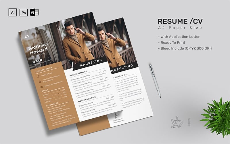 Nicolas Howard - CV Resume Template #183365 - TemplateMonster