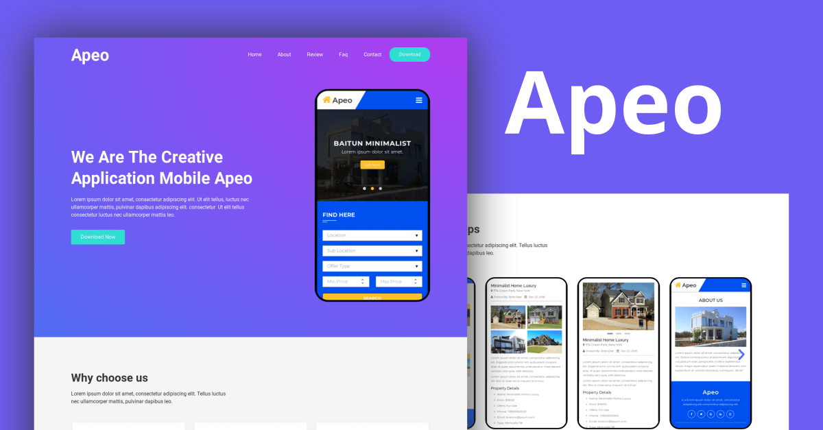 Apeo-应用着陆页元素模板模板 #183669 - TemplateMonster