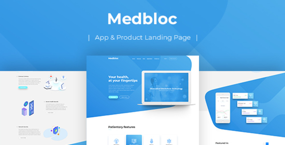 Medbloc gratuit - Modèle PSD de page de destination
