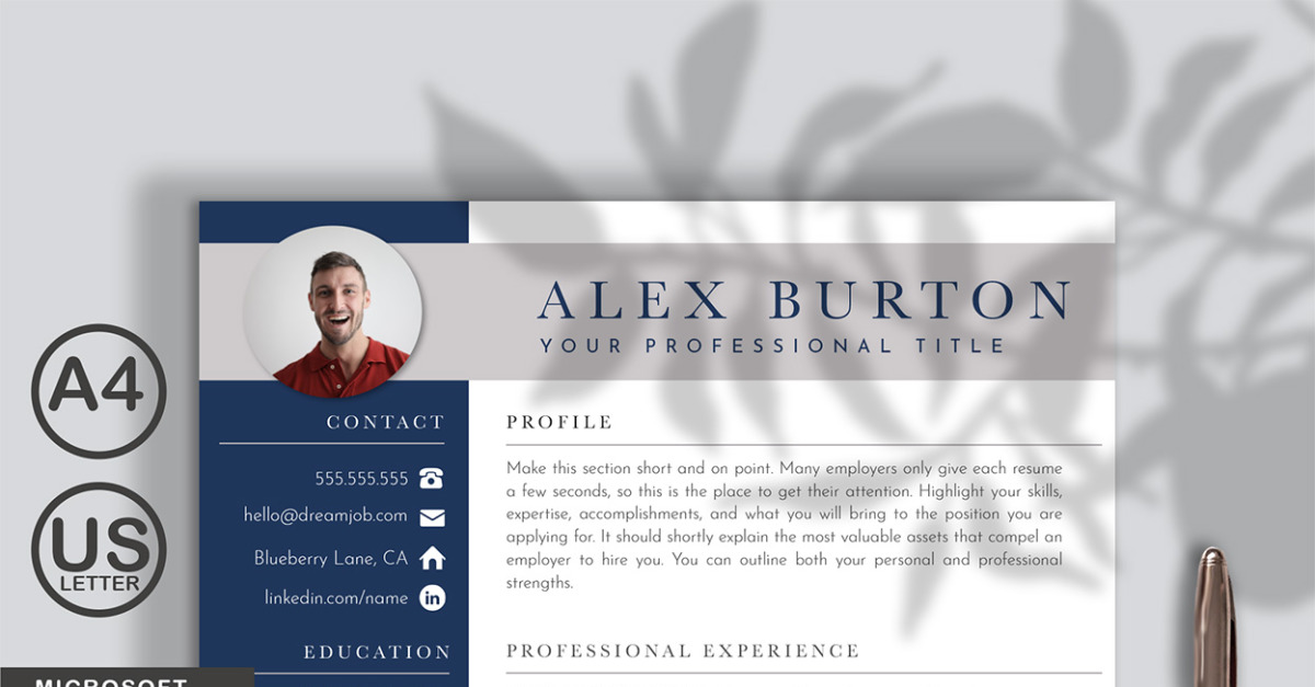 Alex CV-mall Word och Pages #183923 - TemplateMonster