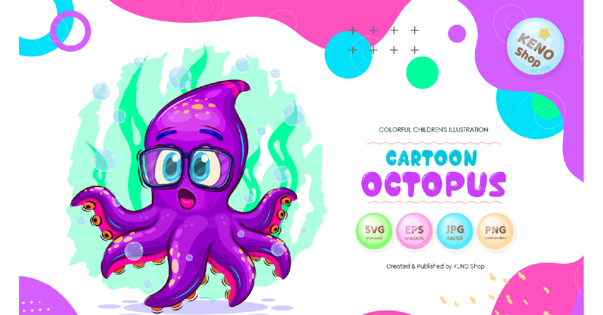 Cartoon Surprised Octopus Vector #183959 - TemplateMonster