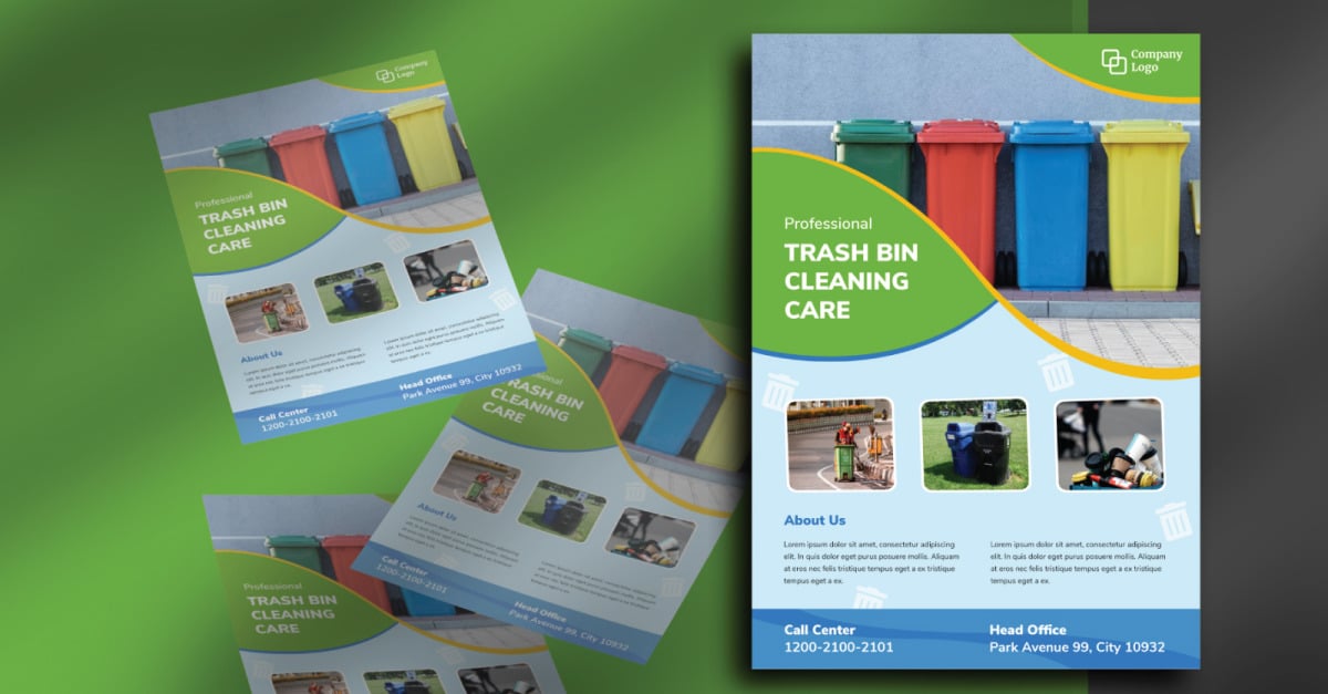 Trash Bin Cleaning Service Flyer Corporate Identity Template