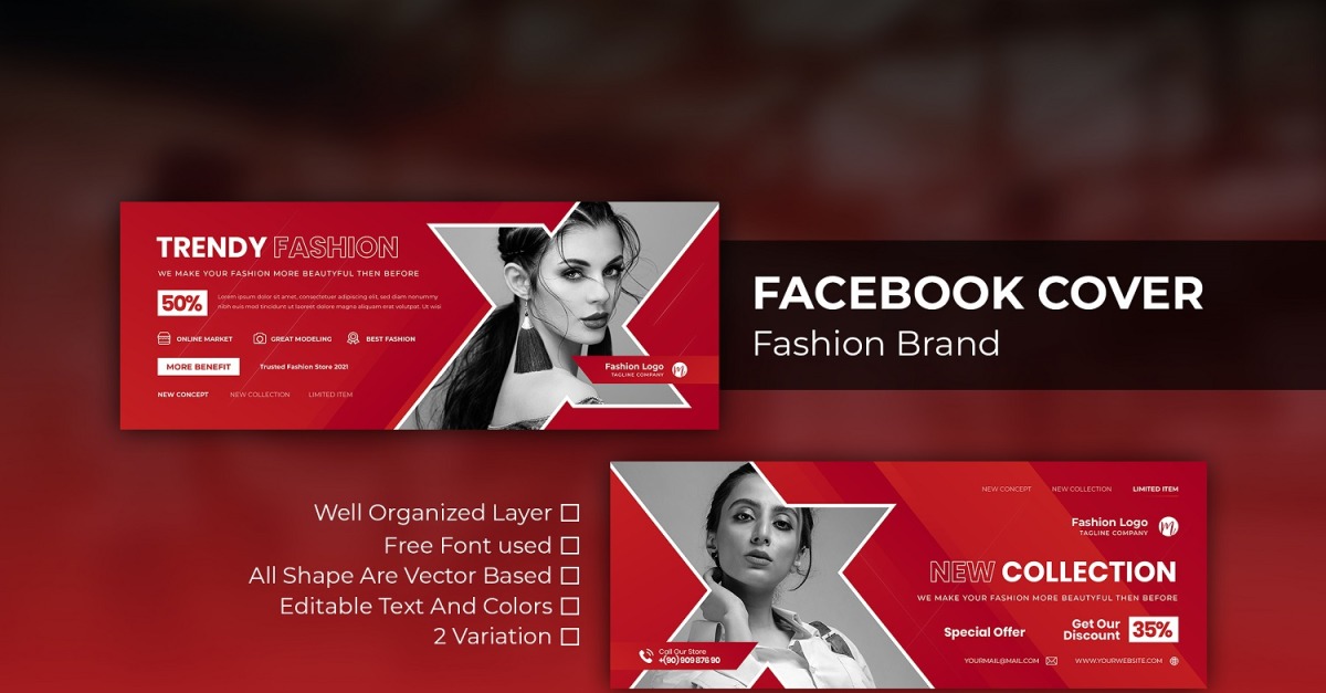 Fashion Brand Facebook Cover Social Media - TemplateMonster